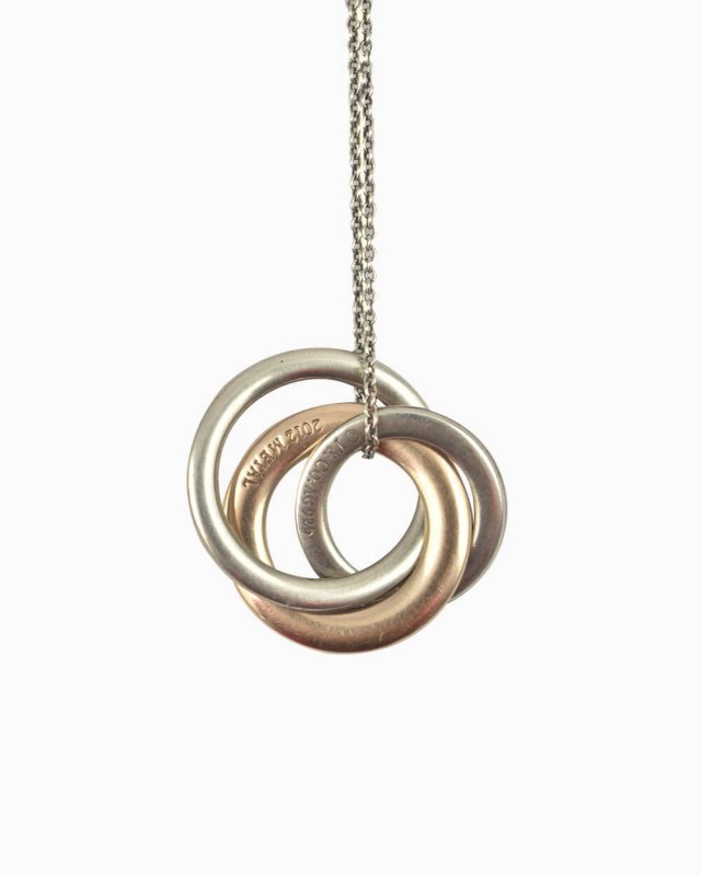 Colar Tiffany & Co original interlocking circles prata feminino